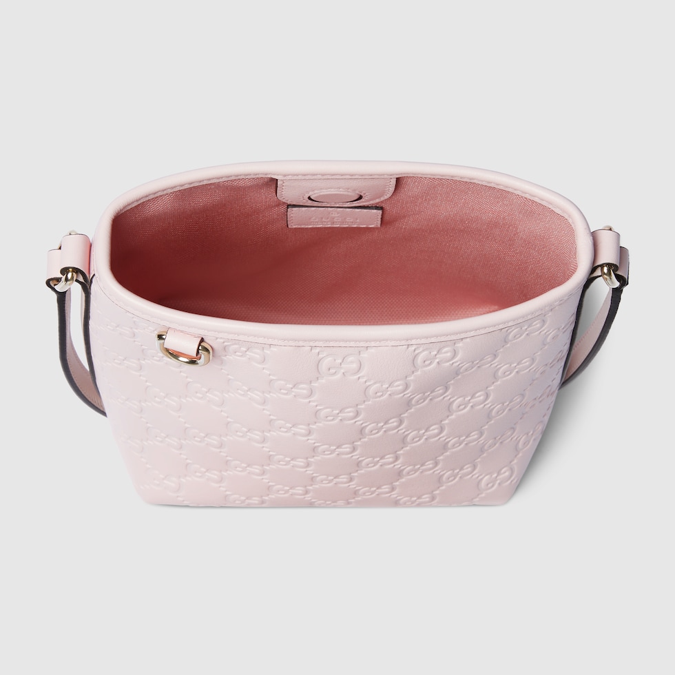 GG Emblem nano bucket bag in pink GG leather | GUCCI® CA