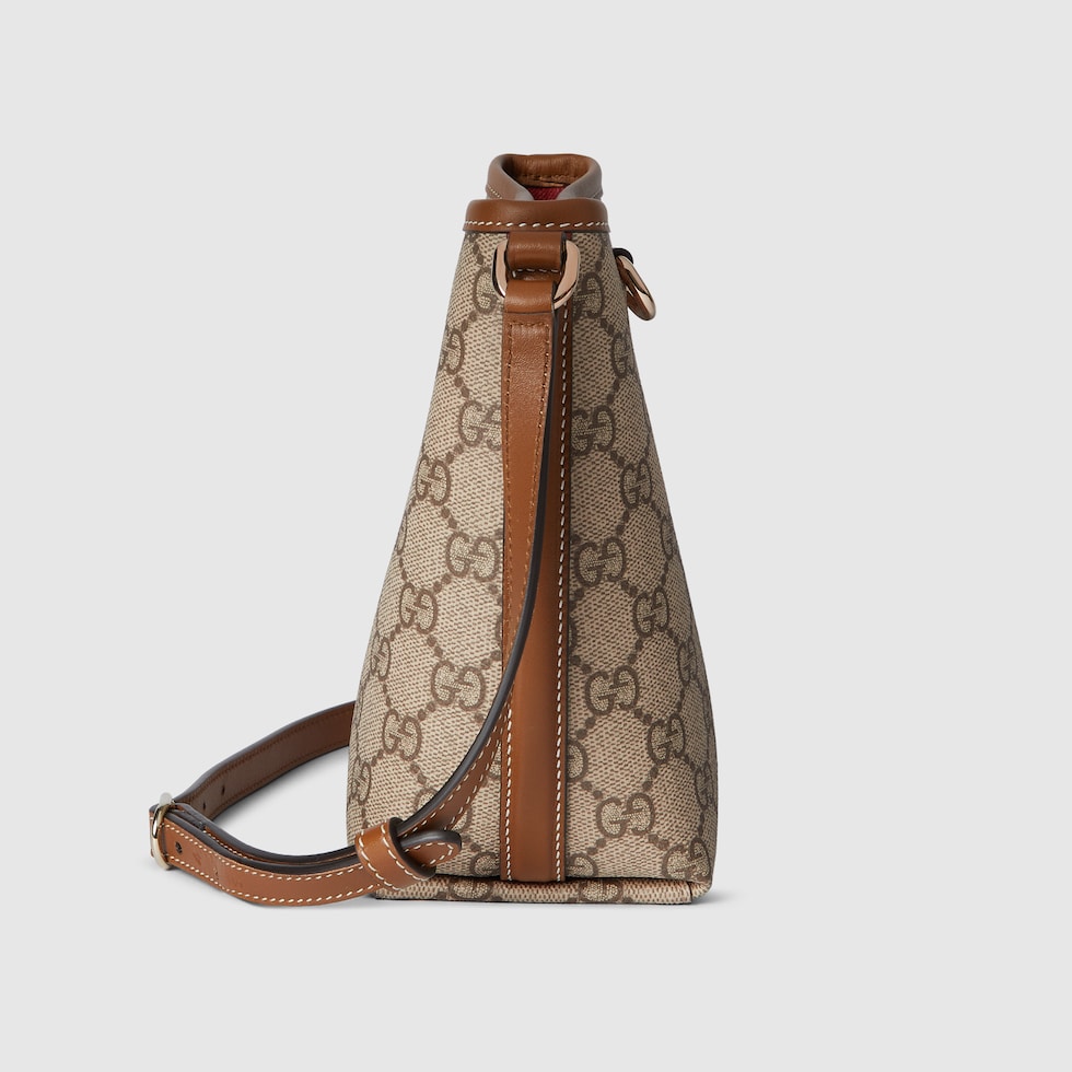 GG Emblem nano bucket bag in beige and dark brown fabric | GUCCI® UK