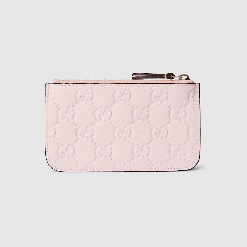 GG Emblem key pouch in pink GG leather | GUCCI® CA