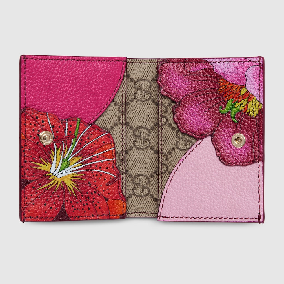 Card case with Double G in beige and dark brown GG Supreme | GUCCI® TH