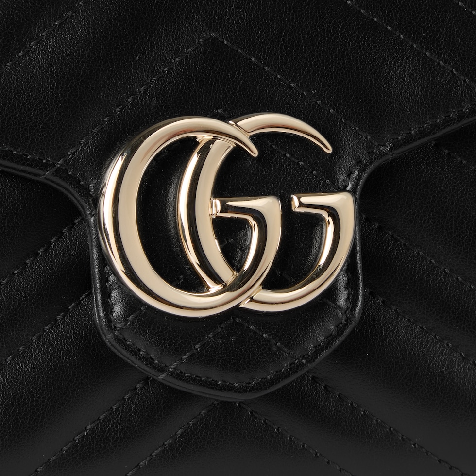 GG Marmont wallet on chain in black leather | GUCCI® CA
