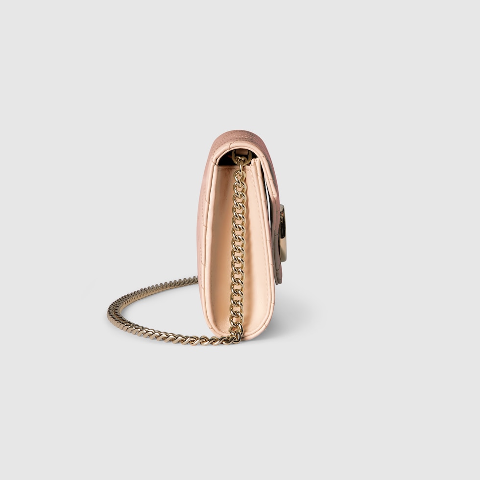 GG Marmont wallet on chain in pink leather | GUCCI® US