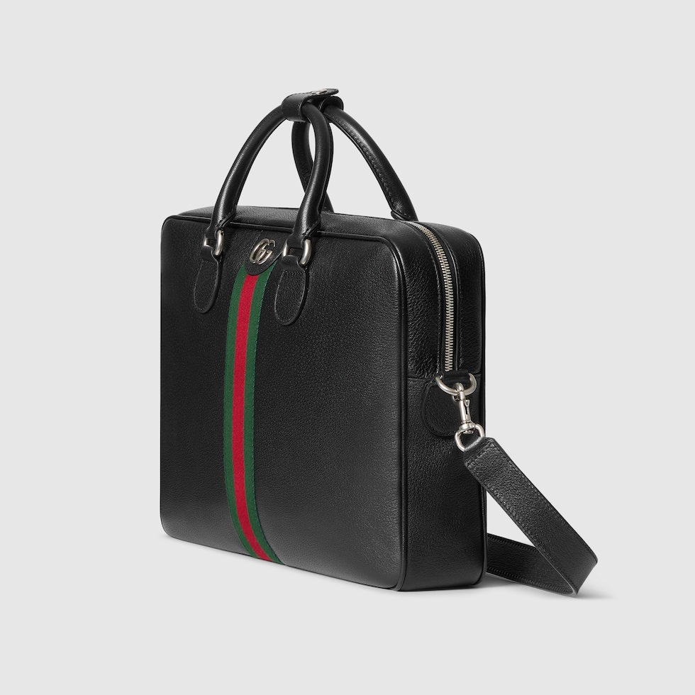 Ophidia large briefcase in black soft leather | GUCCI® NZ