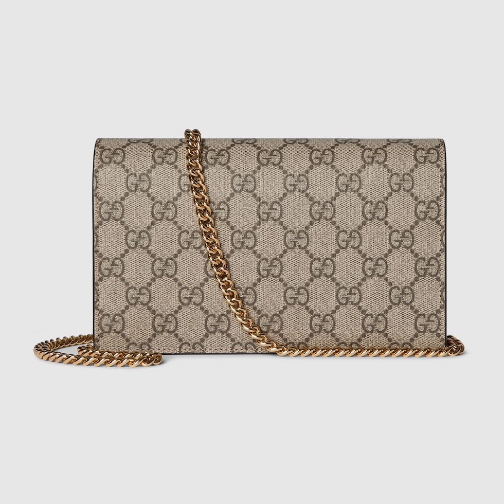 Bi-color GG Marmont wallet on chain in beige and pink leather | GUCCI® US