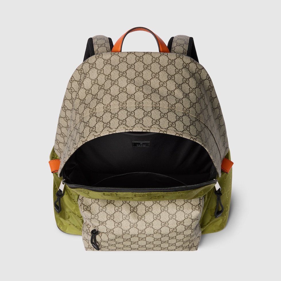 Mochila Gucci Match con GG tamaño mediano en nylon con GG verde oscuro ...