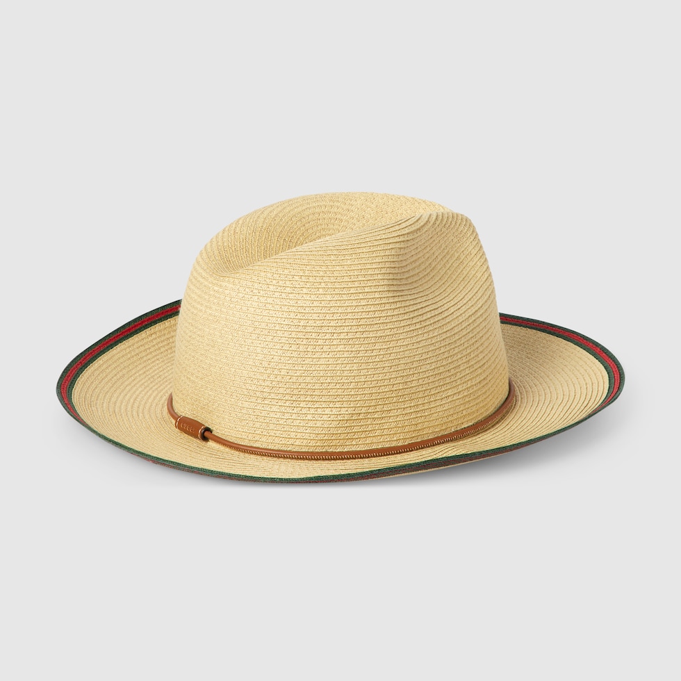 Straw hat with Web in natural | GUCCI® PT