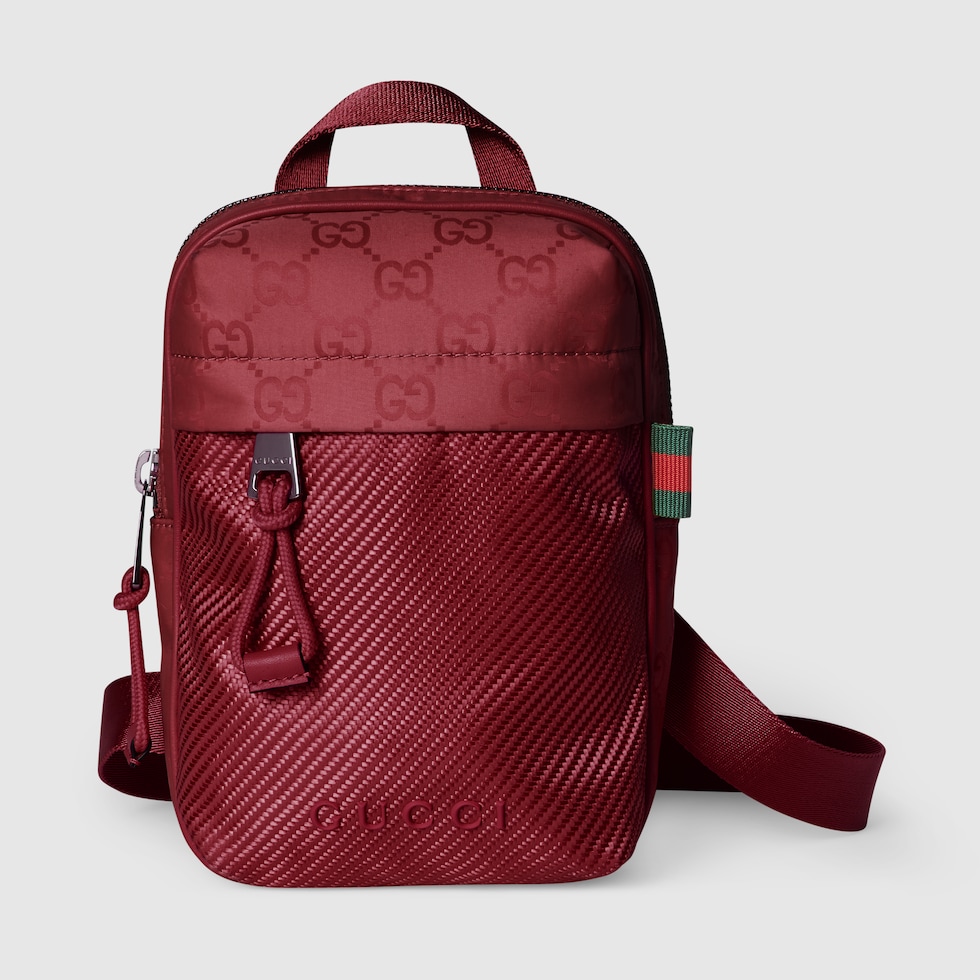 Gucci Nexus mini slingbag in Rosso Ancora red GG nylon | GUCCI® US