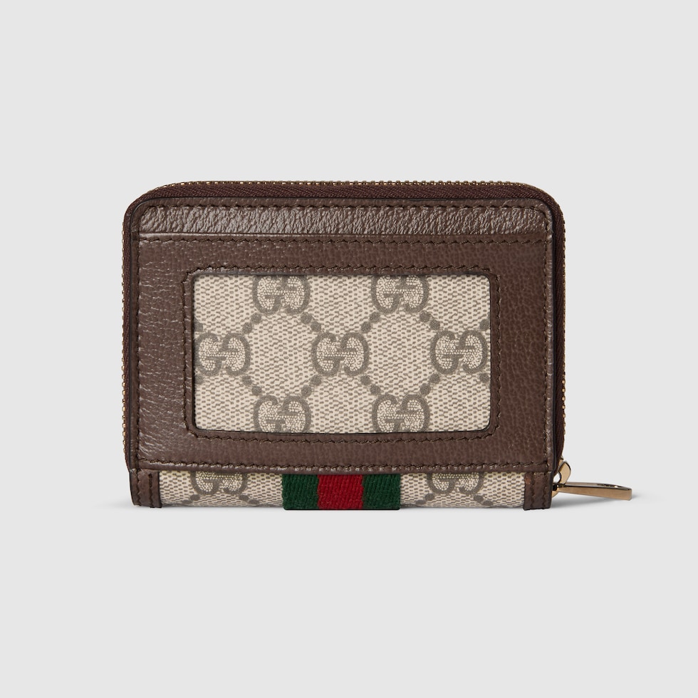 Ophidia coin zip wallet in beige and brown GG Supreme | GUCCI® UK