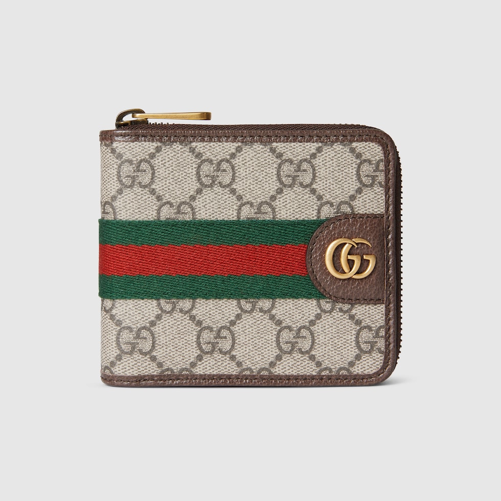 Ophidia coin wallet in beige and dark brown fabric | GUCCI® CA