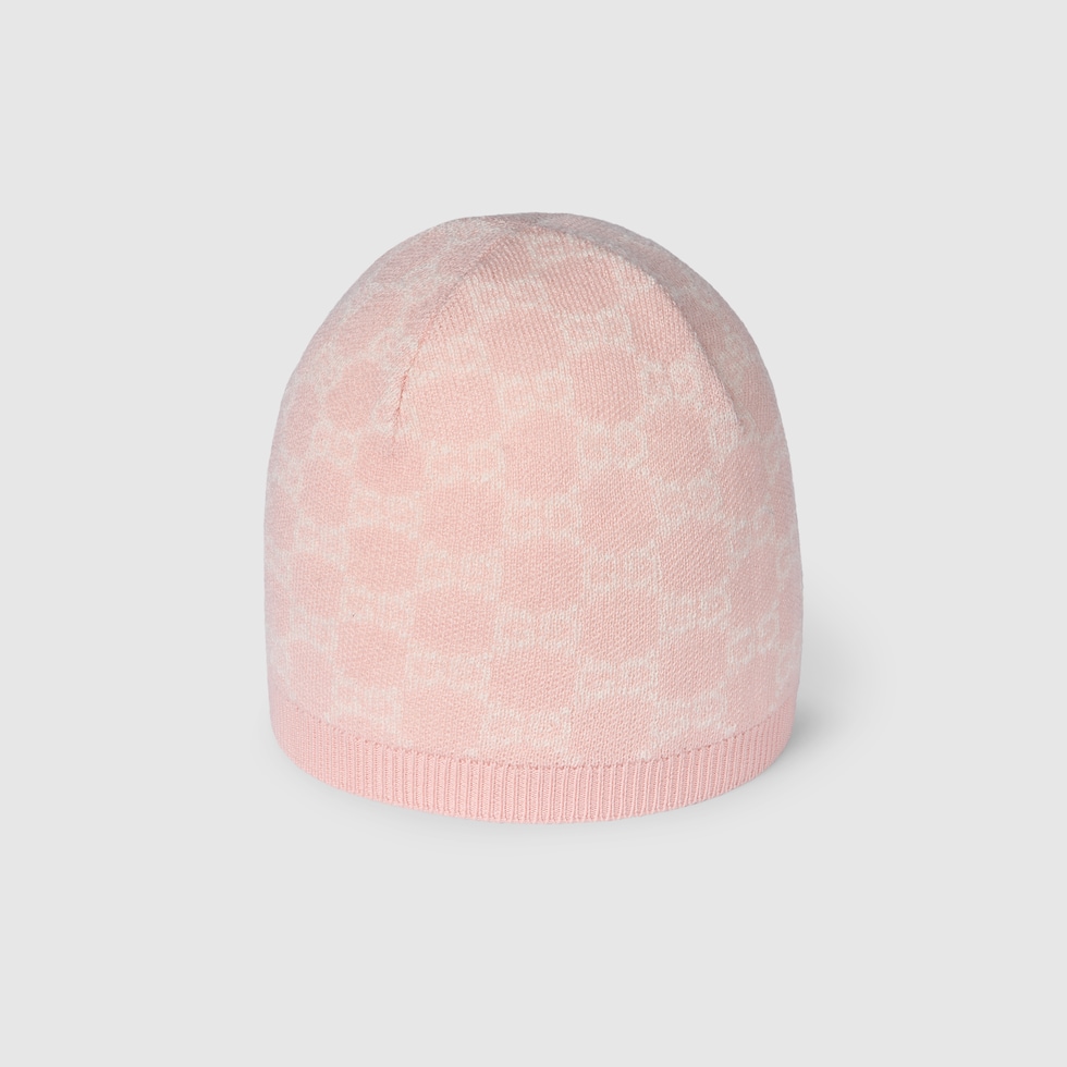 Baby GG wool hat in light pink and white | GUCCI® US