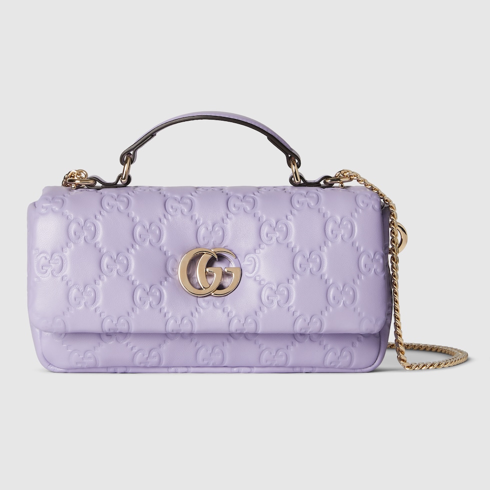 GG Milano small top handle bag in lilac GG leather | GUCCI® CA
