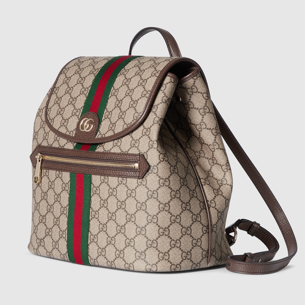 Ophidia medium backpack in beige and brown GG fabric | GUCCI® US