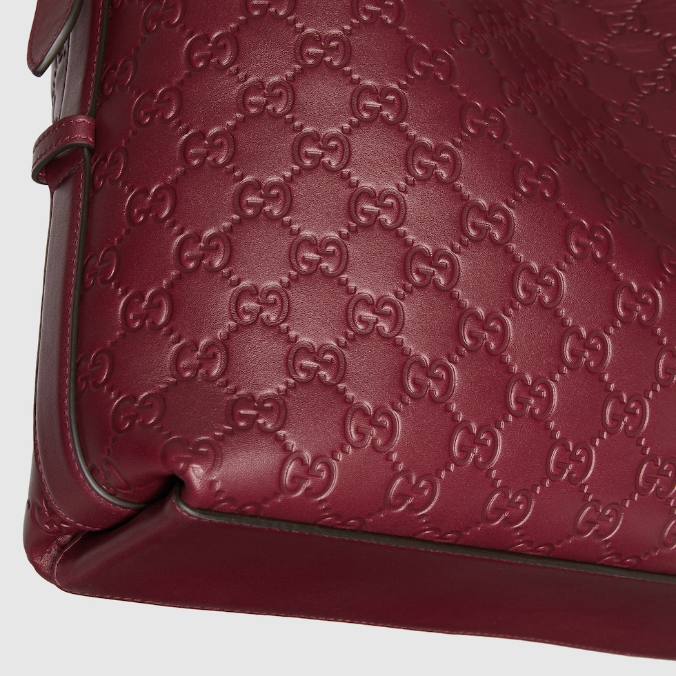 GG Emblem medium shoulder bag in Rosso Ancora red GG leather | GUCCI® FR