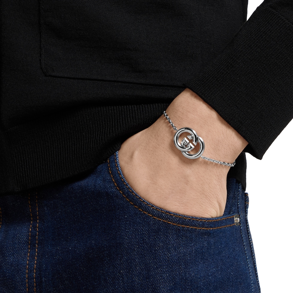Gucci Interlocking bracelet in palladium-toned brass | GUCCI® UK