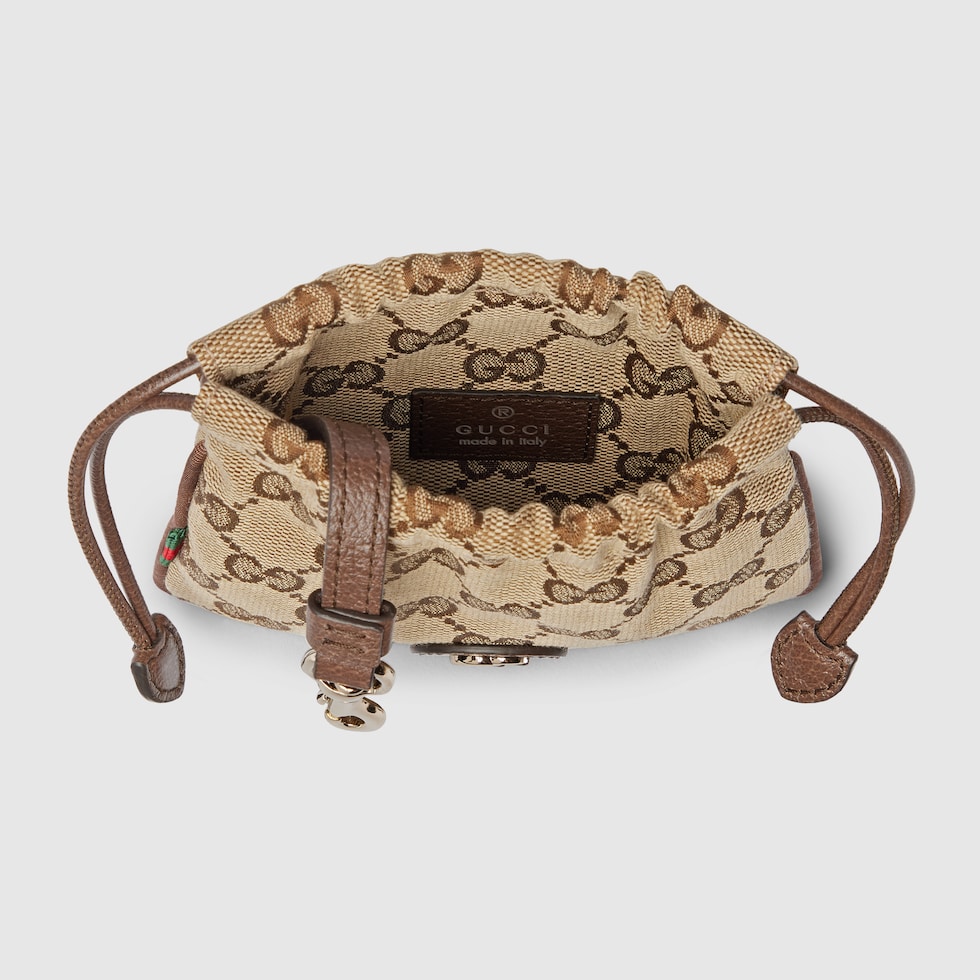 Gucci Minuet pouch charm in beige and brown GG canvas | GUCCI® BG