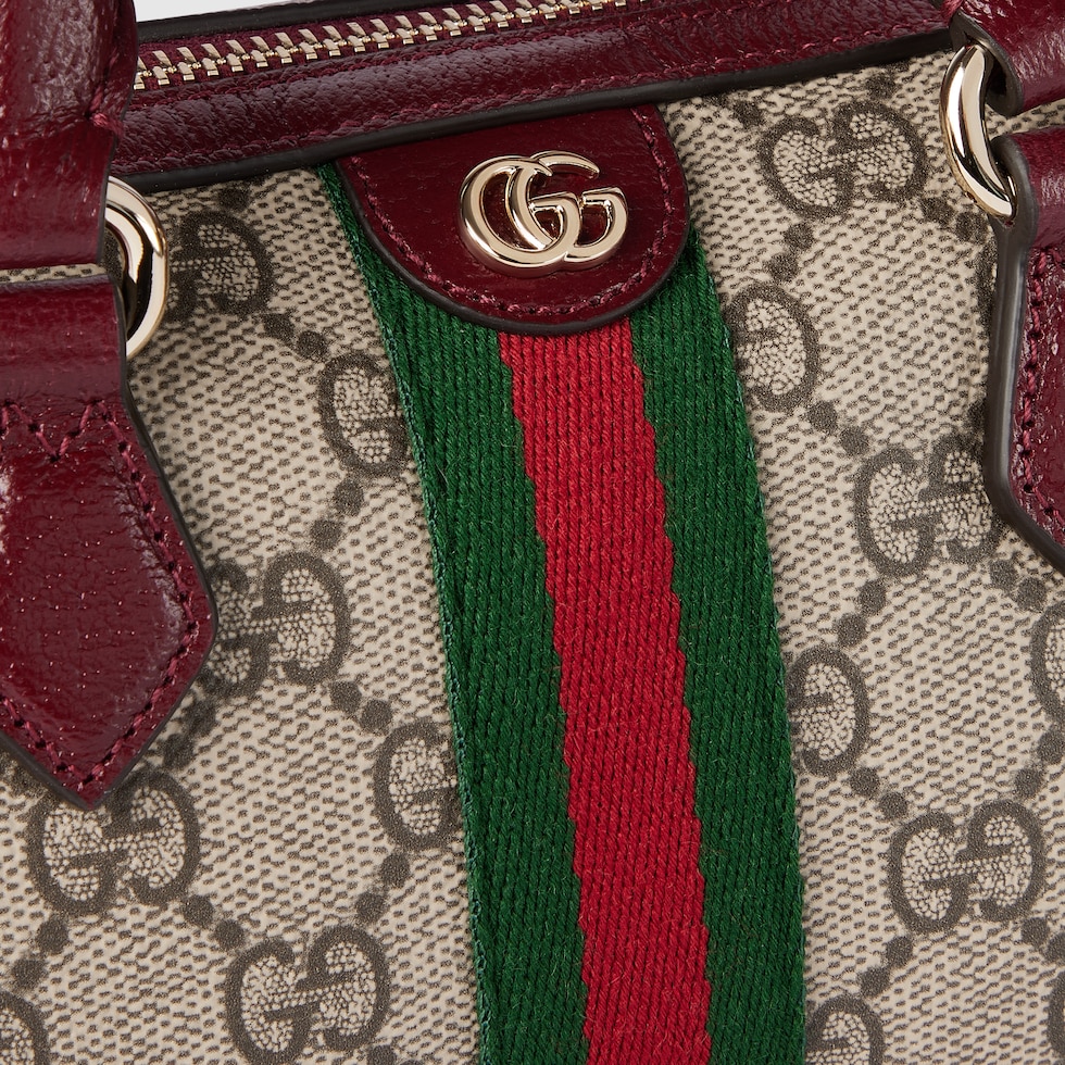 Ophidia mini boston bag in beige and brown GG fabric | GUCCI® Australia