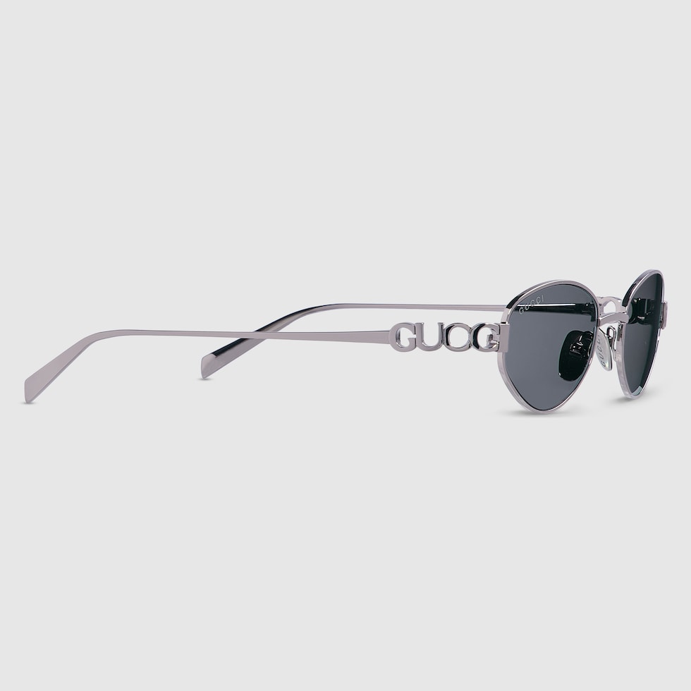 Oval frame sunglasses in light ruthenium | GUCCI® US