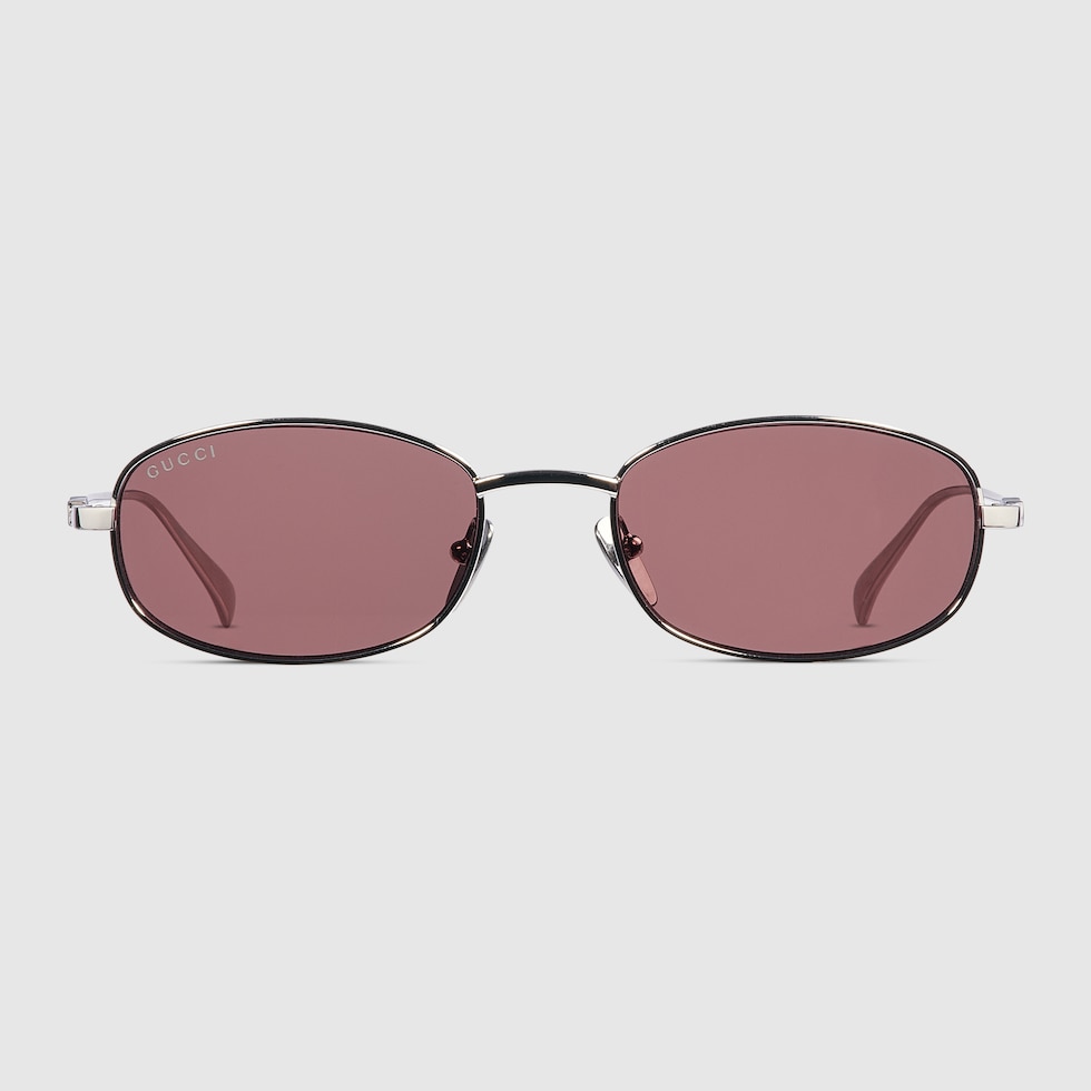 Oval frame sunglasses in silver | GUCCI® US