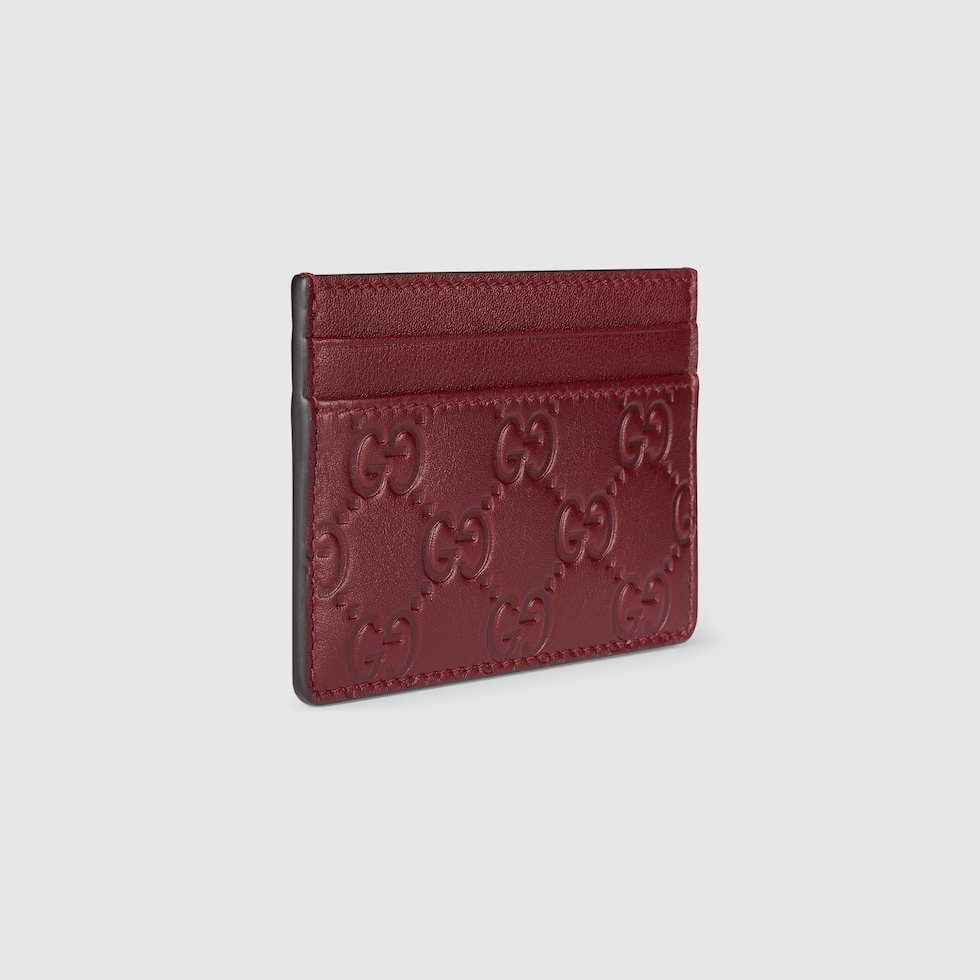 GG Emblem card case in Rosso Ancora red GG leather | GUCCI® UK