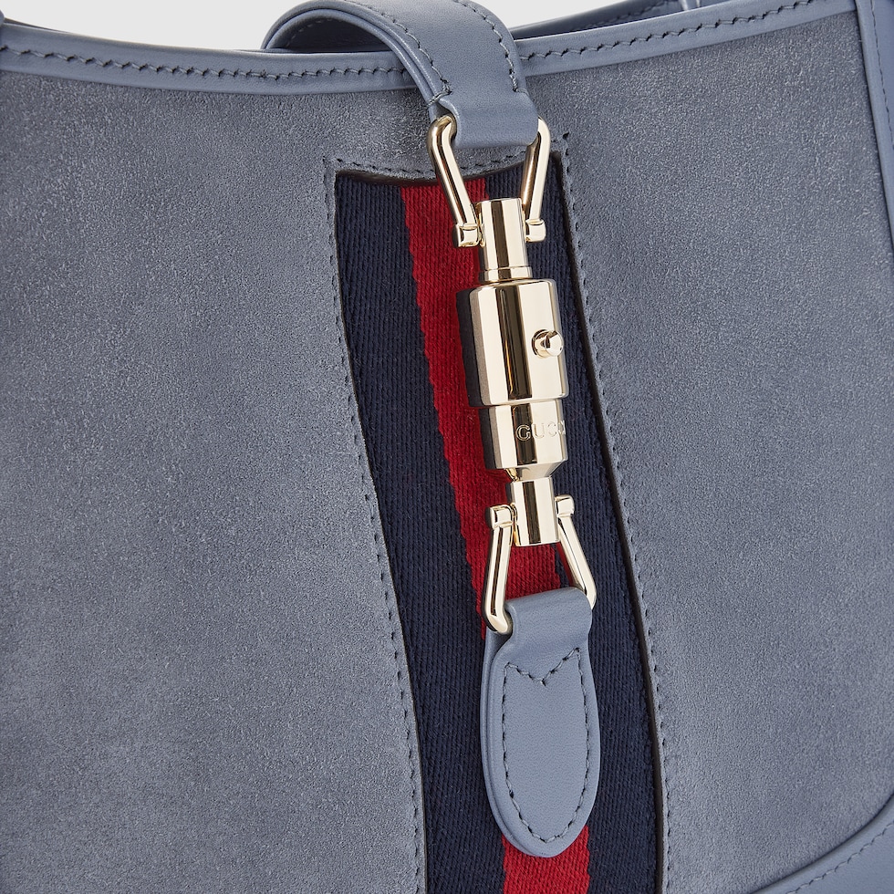 Gucci Jackie 1961 medium bag in dusty blue suede | GUCCI® AE