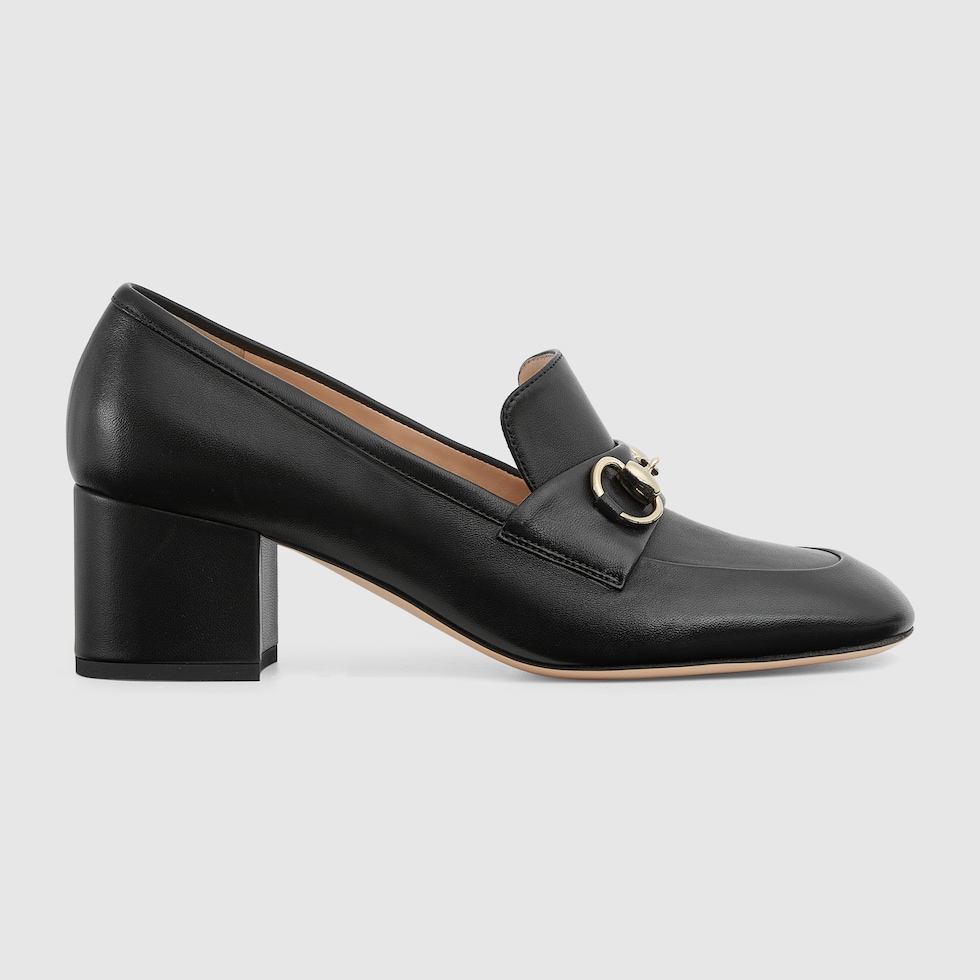 Décolleté mocassino donna con Morsetto in pelle nera | GUCCI® IT