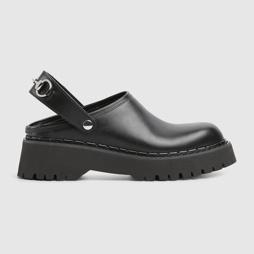 Women's mule with Horsebit in black leather | GUCCI® AU