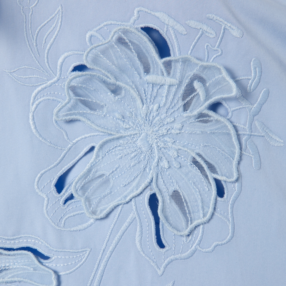 Cotton poplin shirt with embroidery in light blue | GUCCI® UK