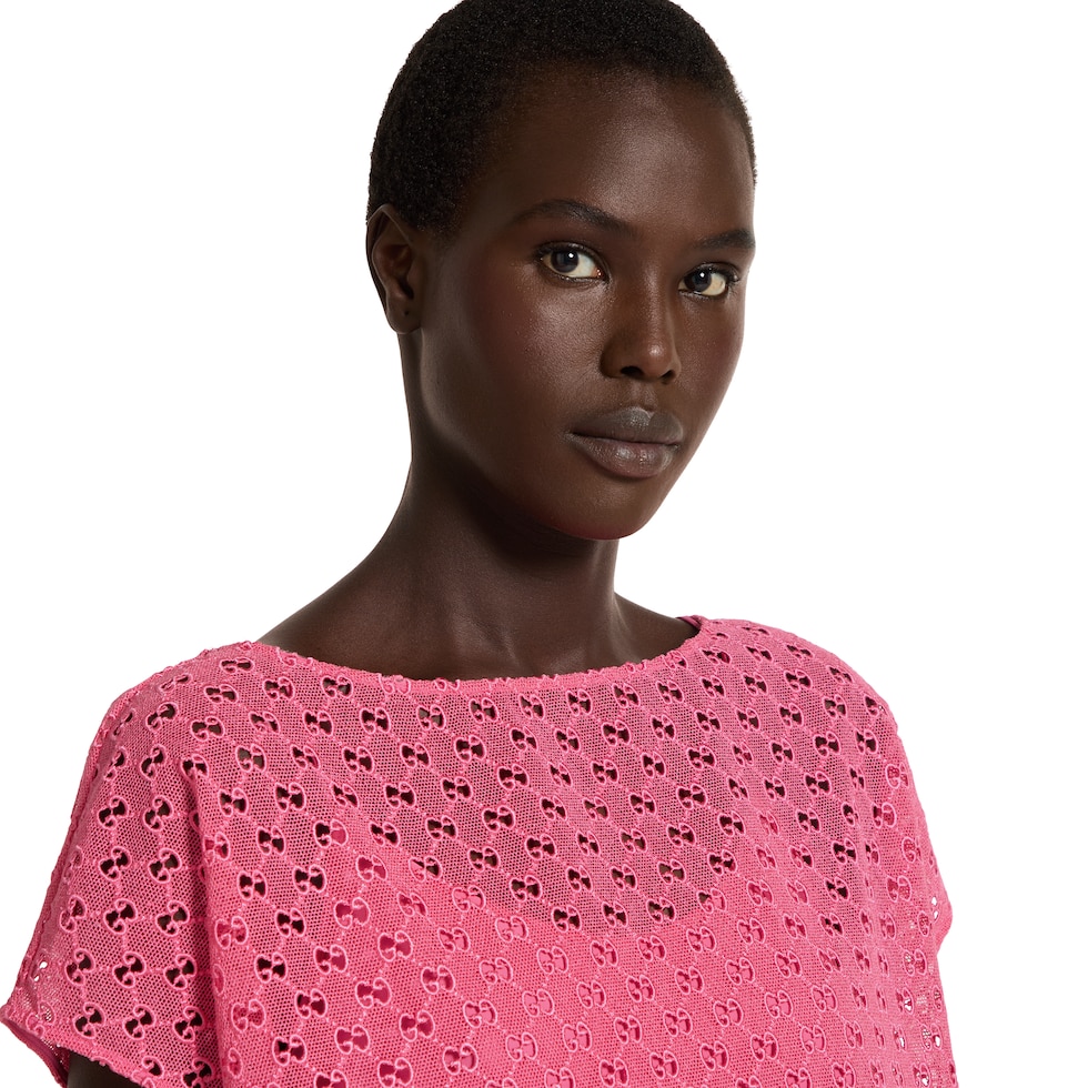 GG macramé top in bright pink | GUCCI® UK