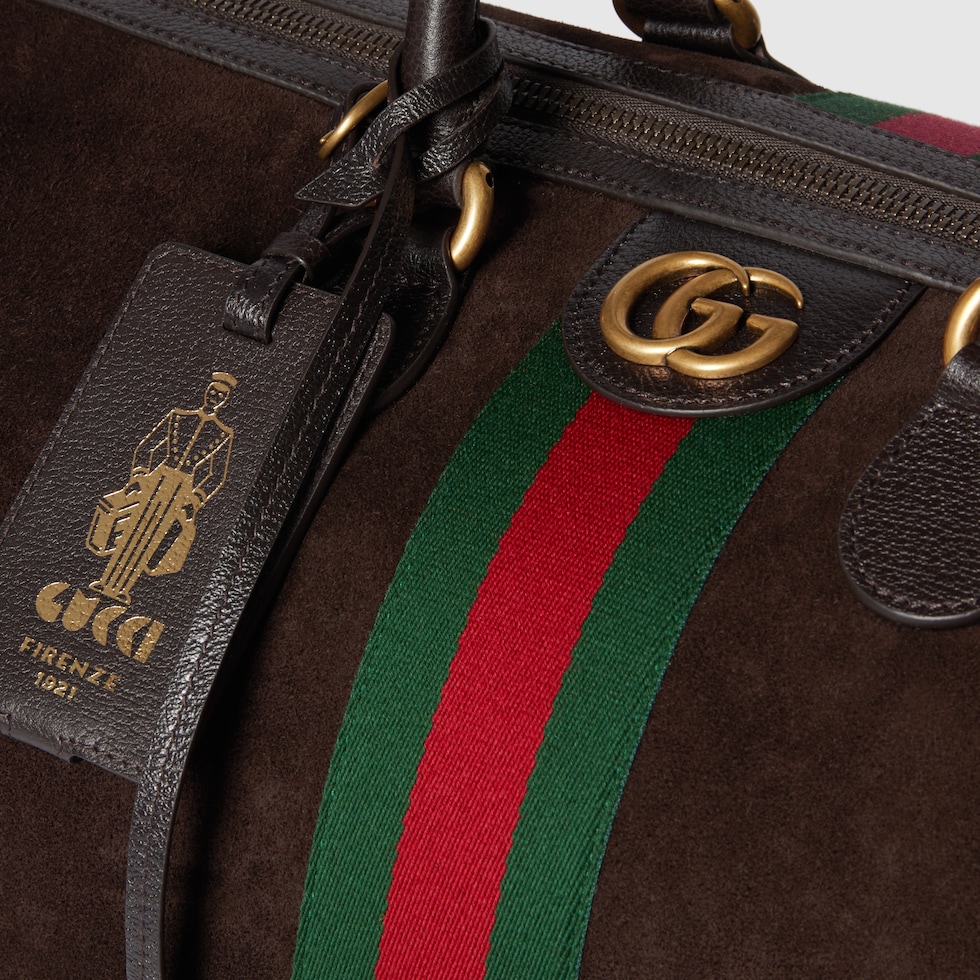 Gucci Savoy medium duffle bag in dark brown suede | GUCCI® SG