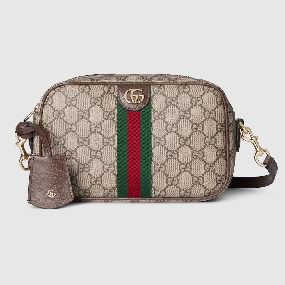 Camera bag Ophidia misura piccola in tessuto GG beige e marrone | GUCCI® IT