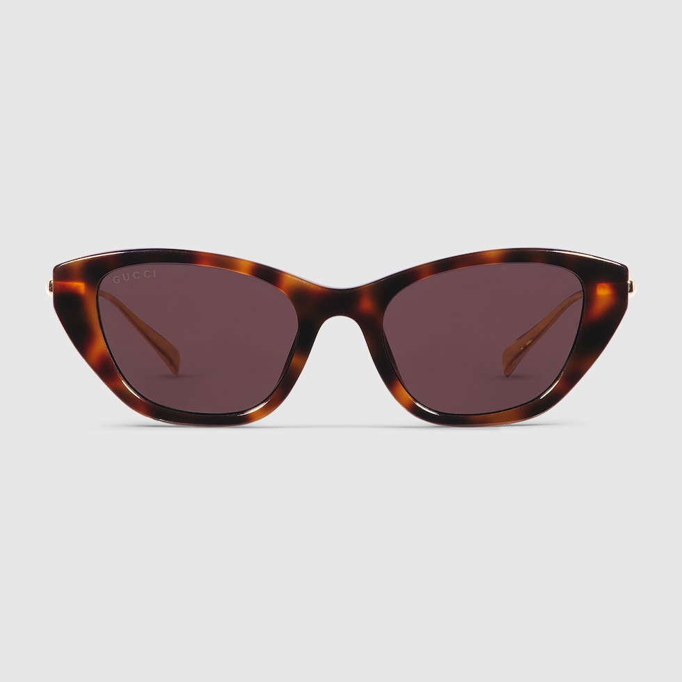 Cat eye frame sunglasses in medium brown tortoiseshell | GUCCI® CH