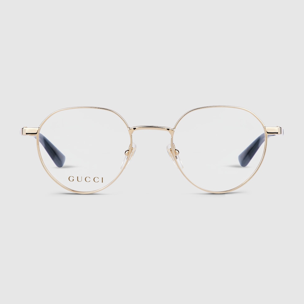 Round optical frame in light gold | GUCCI® US