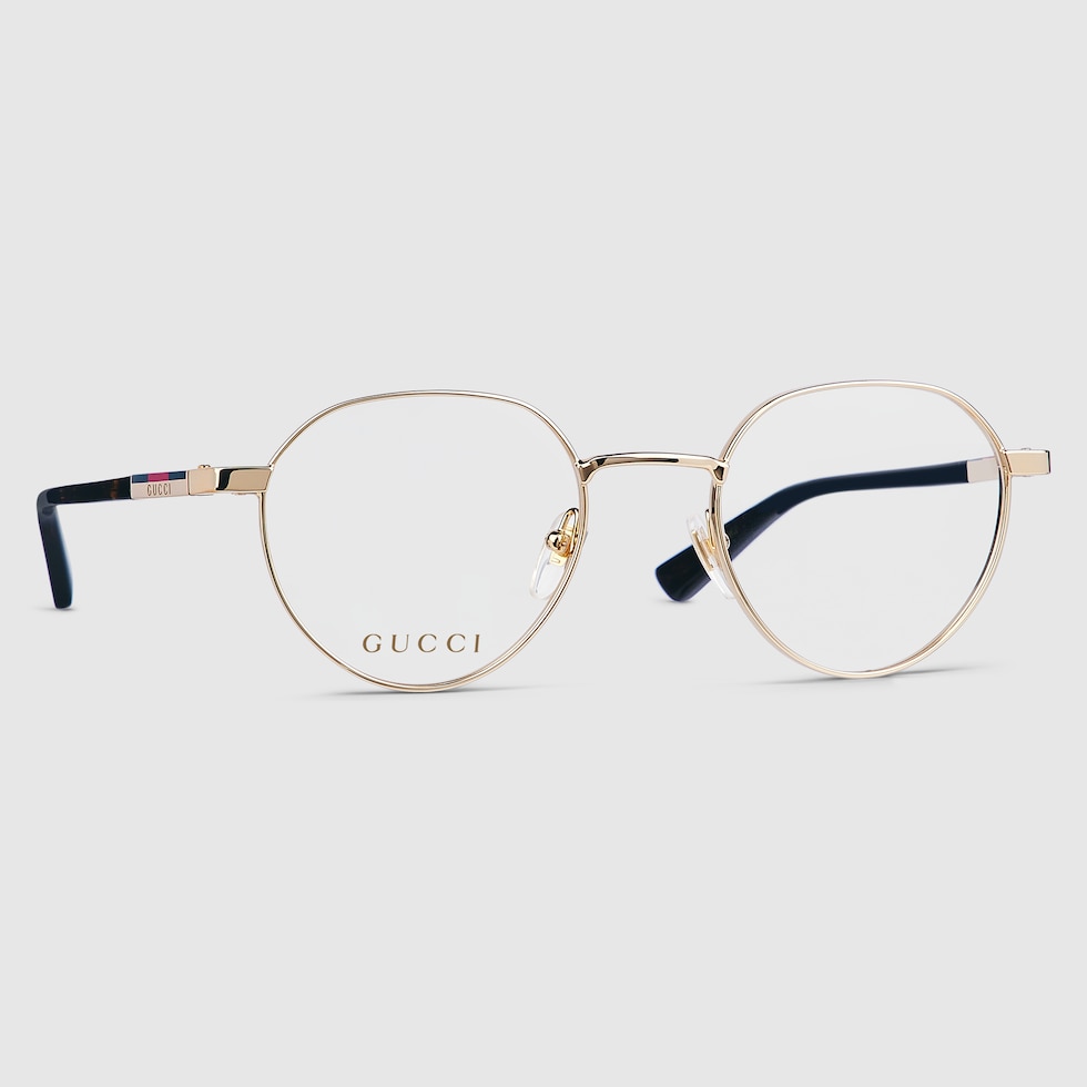 Round optical frame in light gold | GUCCI® US