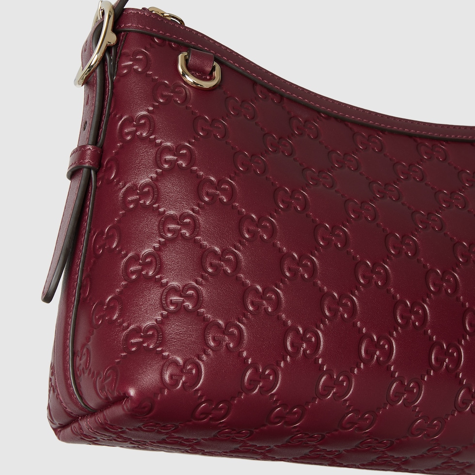 GG Emblem medium shoulder bag in Rosso Ancora red GG leather | GUCCI® UK