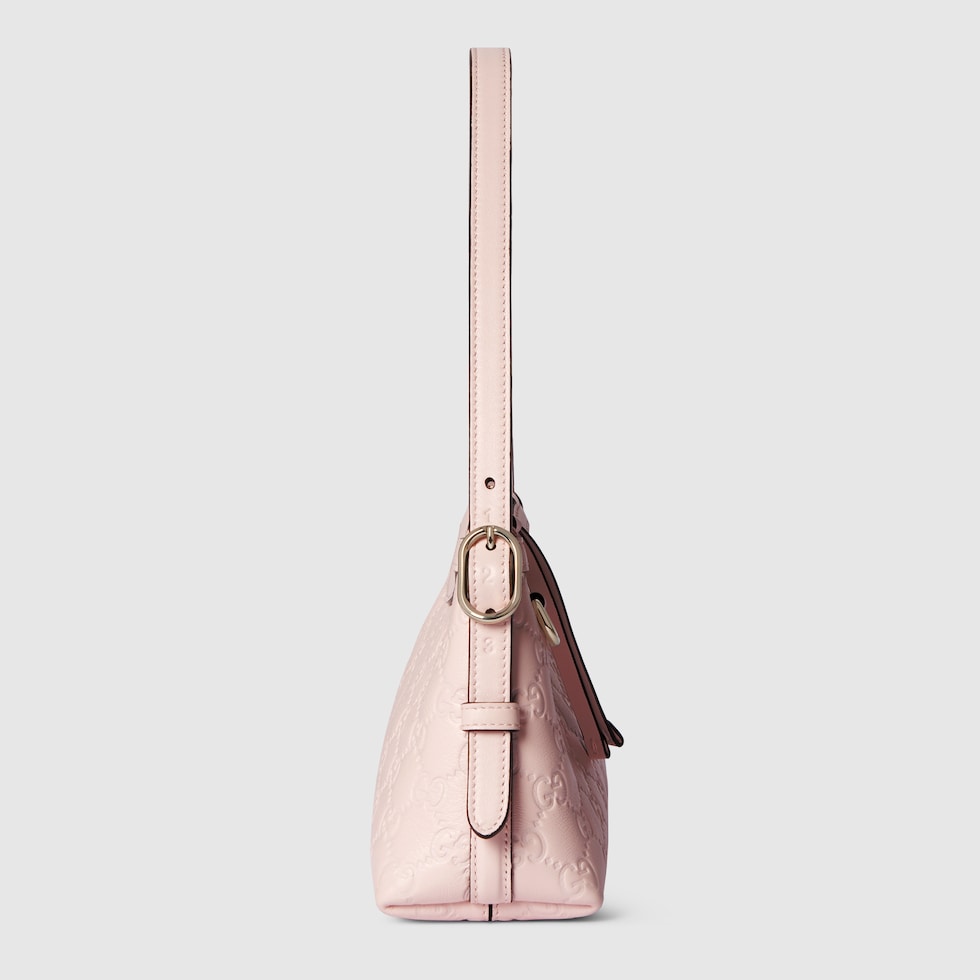 GG Emblem small shoulder bag in pink GG leather | GUCCI® CA
