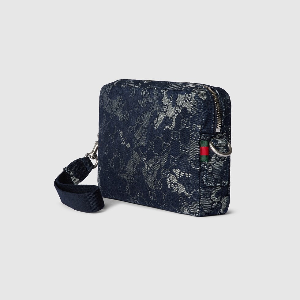 GG denim small crossbody bag in dark blue GG denim | GUCCI® NL