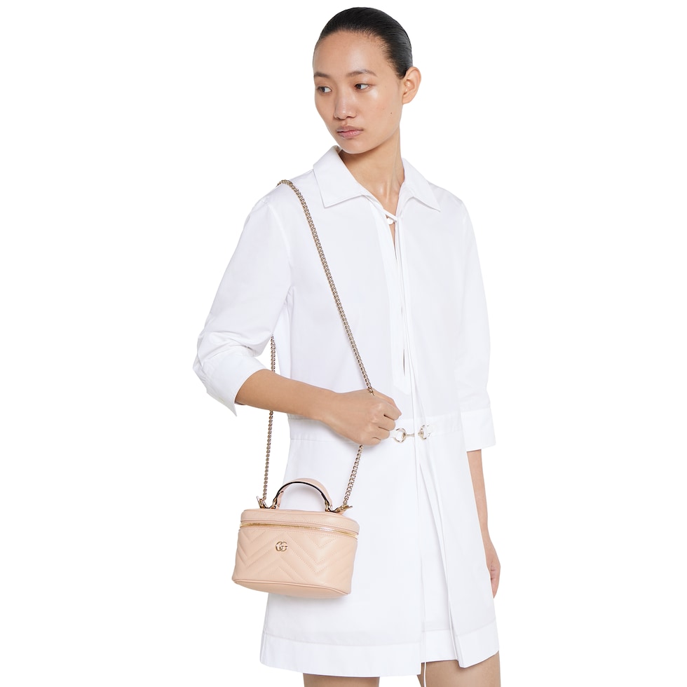 GG Marmont mini vanity bag in pale pink leather | GUCCI® CA