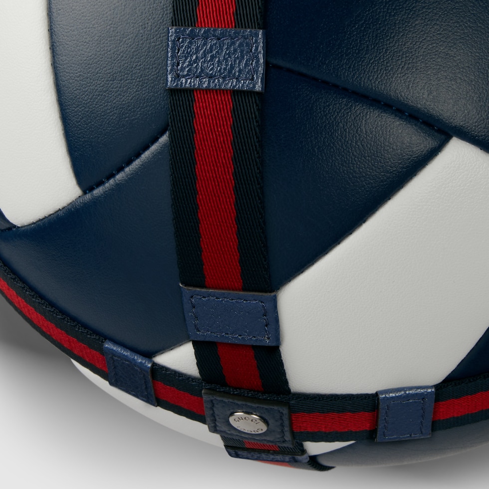 Printed rubber beach volley ball in white and navy blue | GUCCI® US