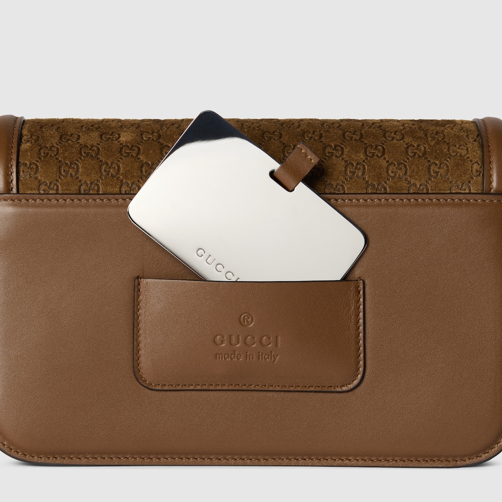 Gucci Go small shoulder bag in brown GG suede | GUCCI® ZA