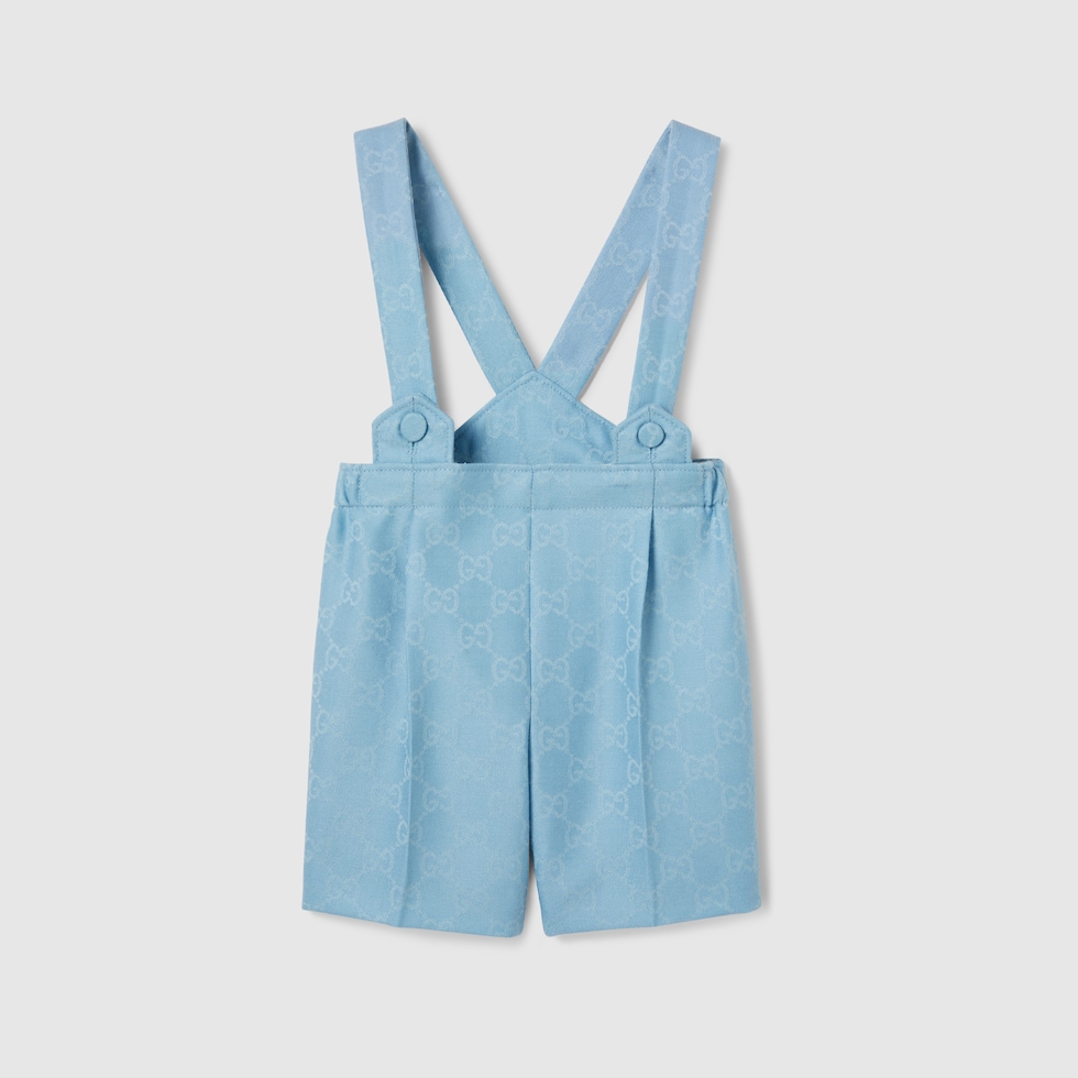 Baby GG flannel overall in light blue | GUCCI® US