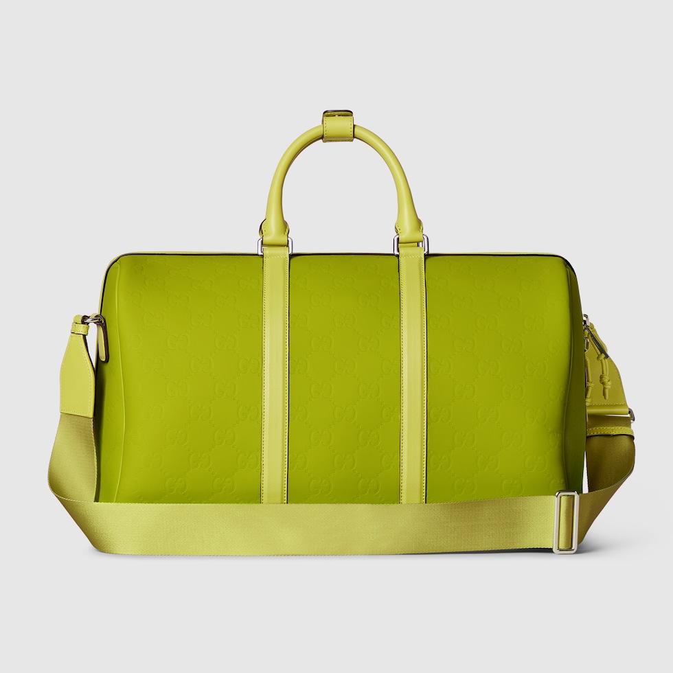 Gucci Edge medium duffle bag in acid green GG matte fabric | GUCCI® HU