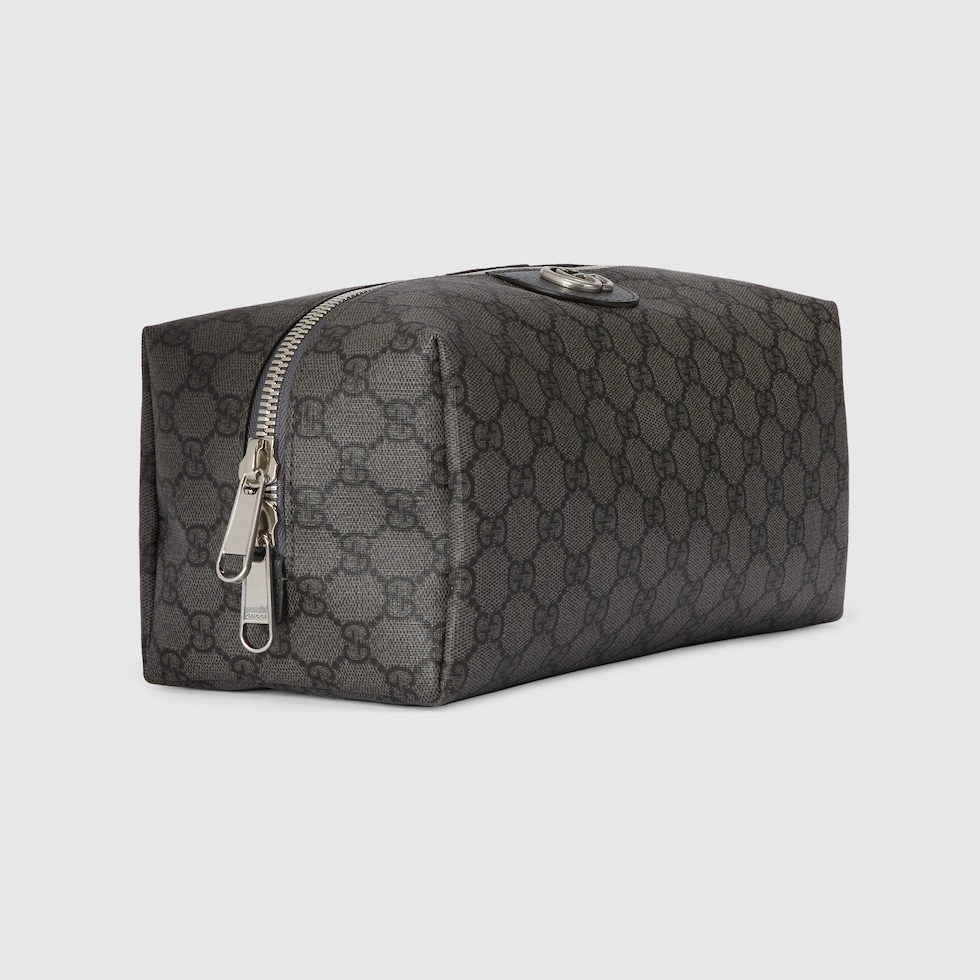 Ophidia medium toiletry case in grey and black Supreme | GUCCI® US
