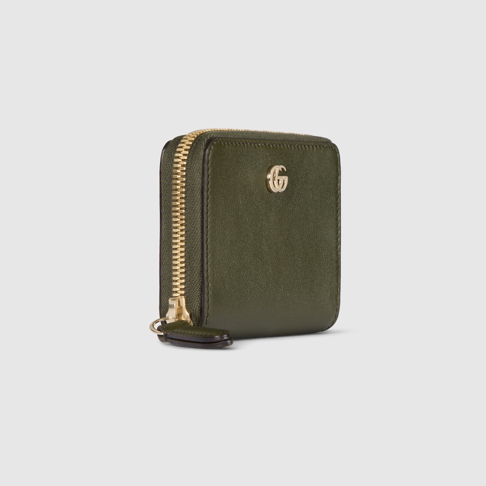 GG Marmont mini zip wallet with Flora in forest green leather | GUCCI® AE
