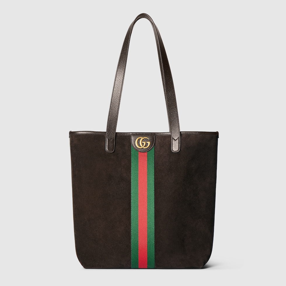 Ophidia medium tote bag in dark brown suede | GUCCI® US