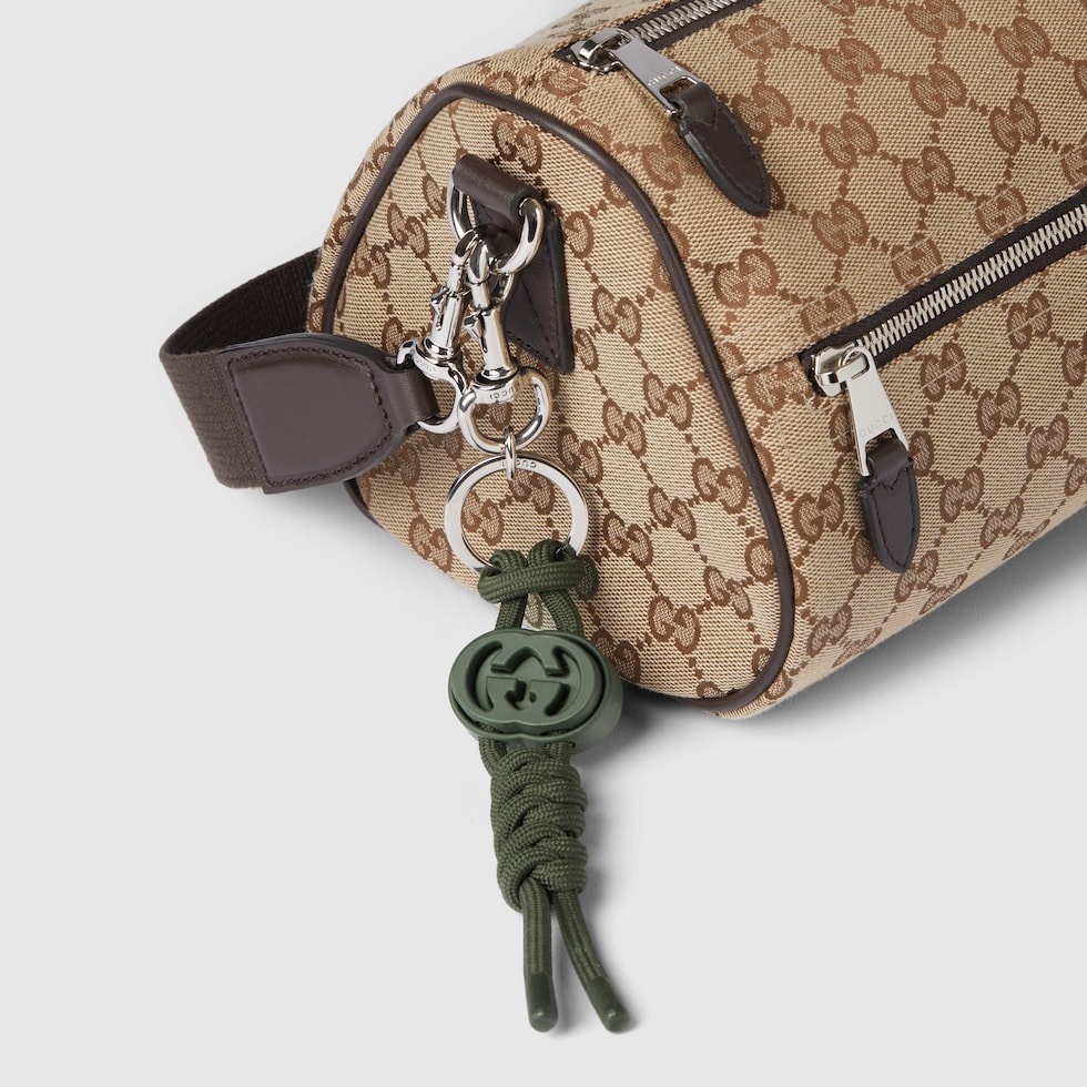 Keychain with Interlocking G in dark green rope | GUCCI® US