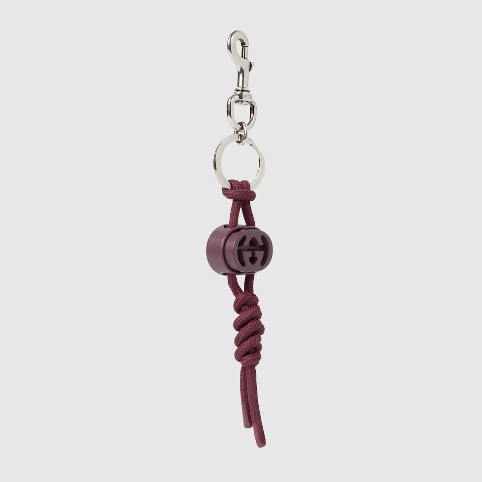Keychain with Interlocking G in Rosso Ancora red rope | GUCCI® BG