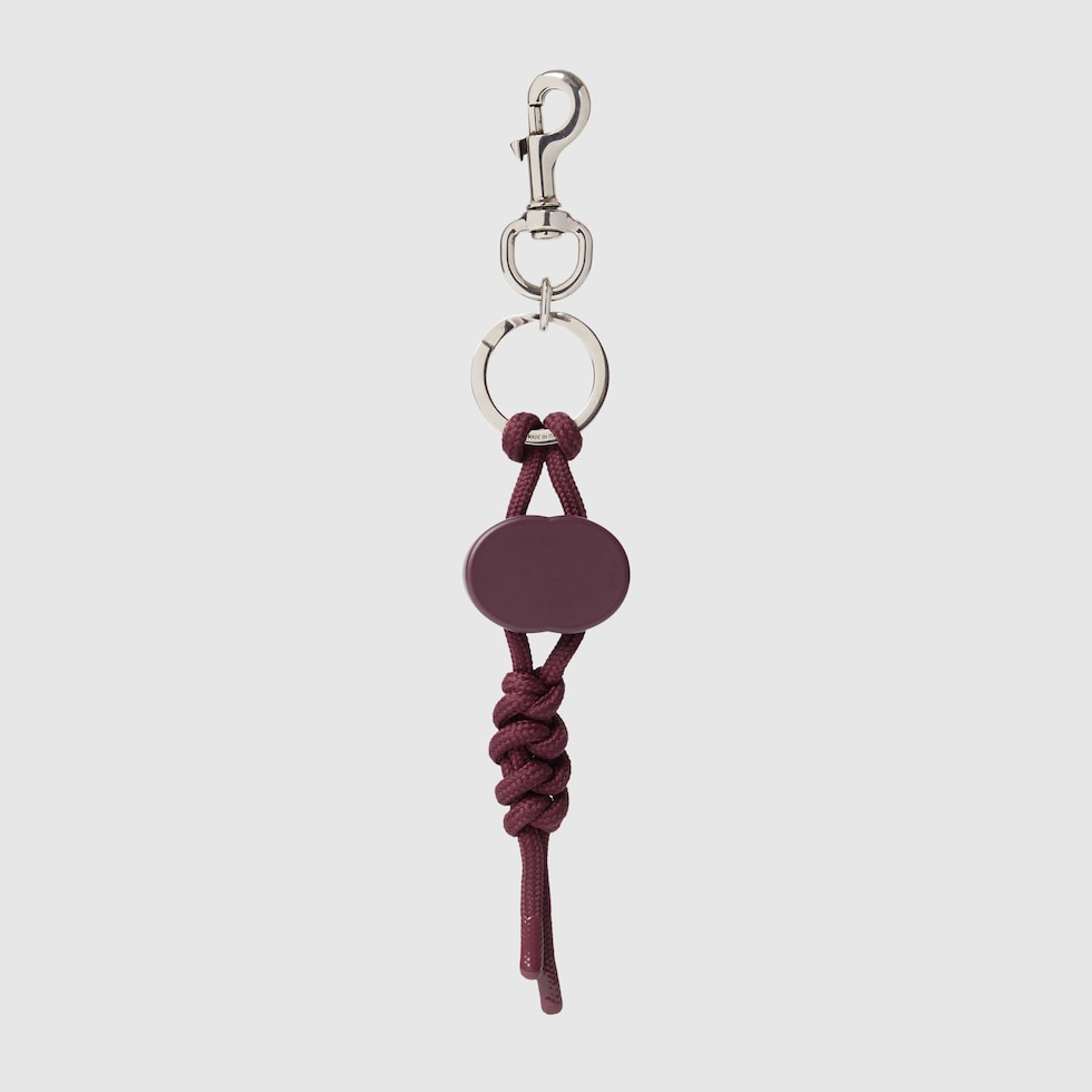 Keychain with Interlocking G in Rosso Ancora red rope | GUCCI® BG