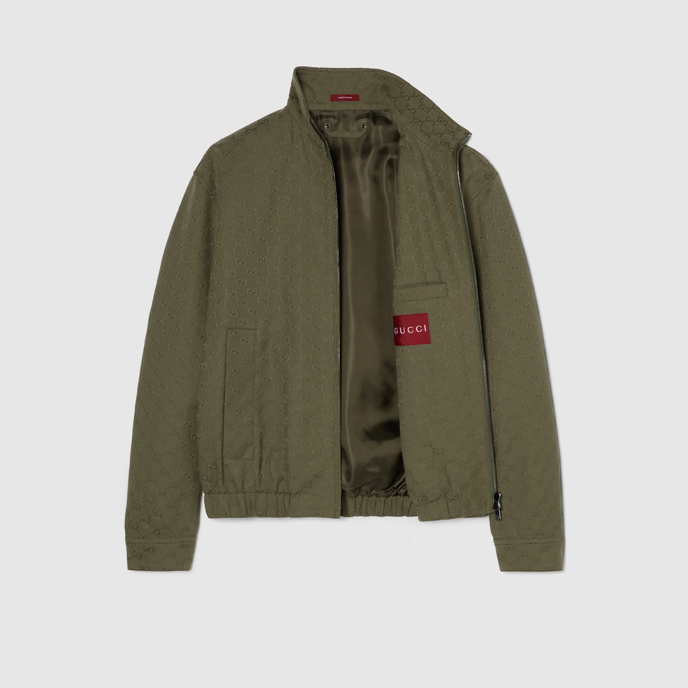GG canvas bomber jacket in forest green | GUCCI® US