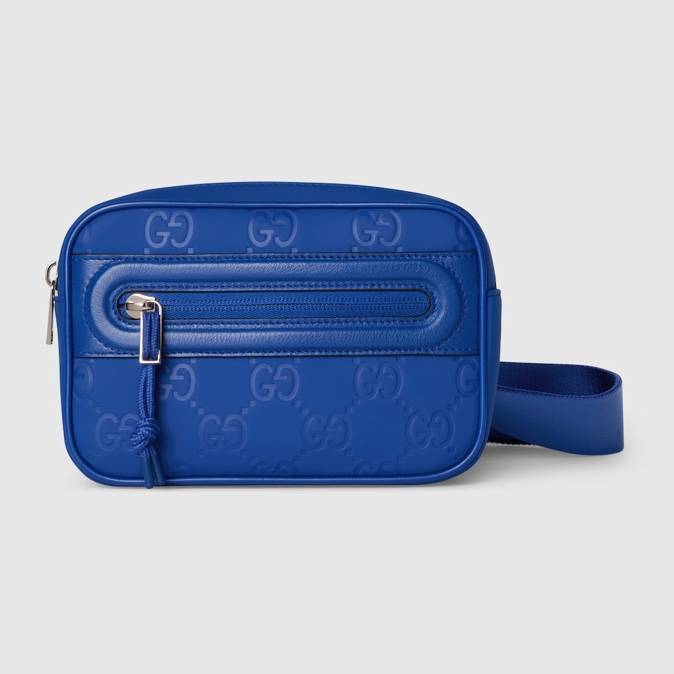 Mini borsa a tracolla Gucci Edge in tessuto GG matte blu acceso | GUCCI® IT