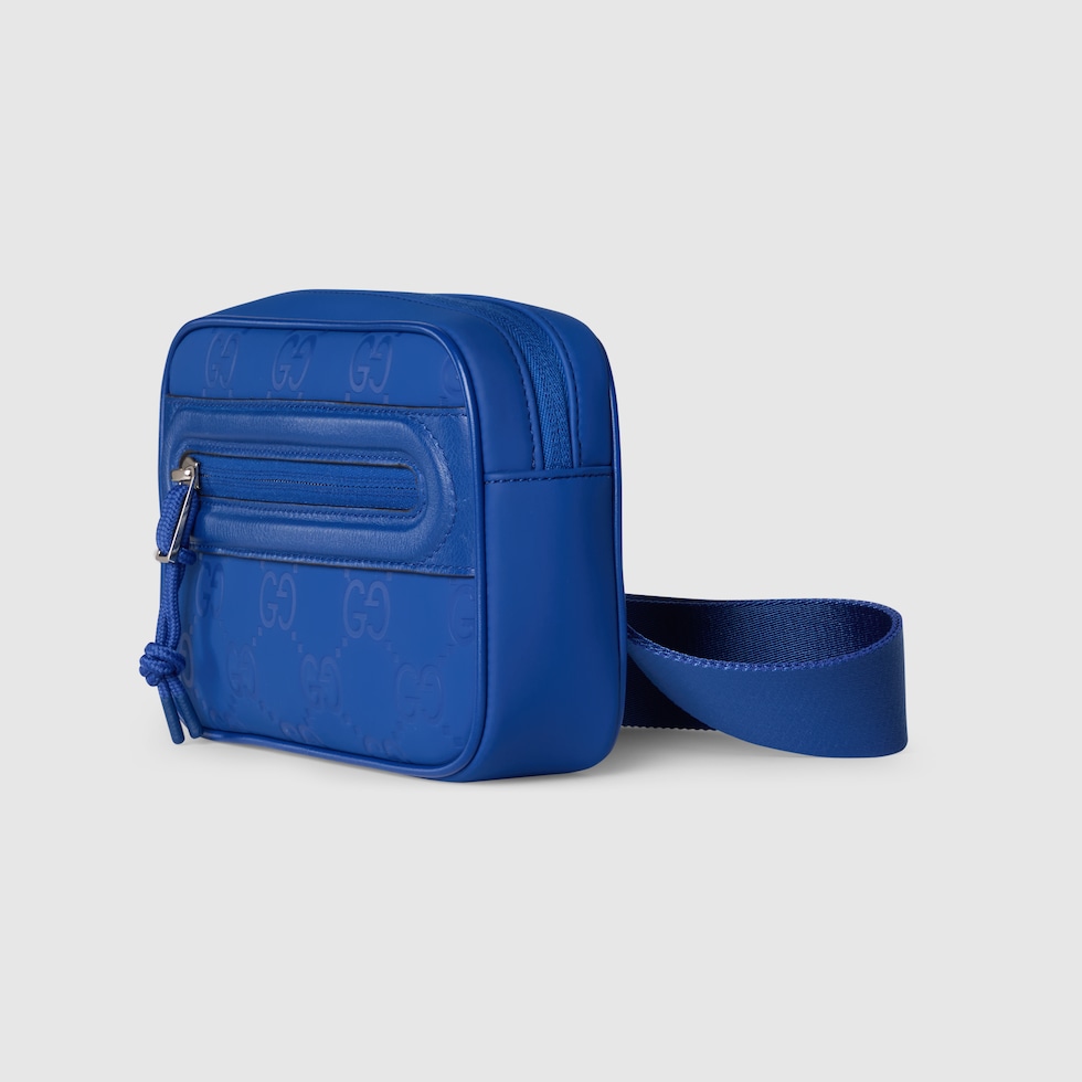 Mini borsa a tracolla Gucci Edge in tessuto GG matte blu acceso | GUCCI® IT